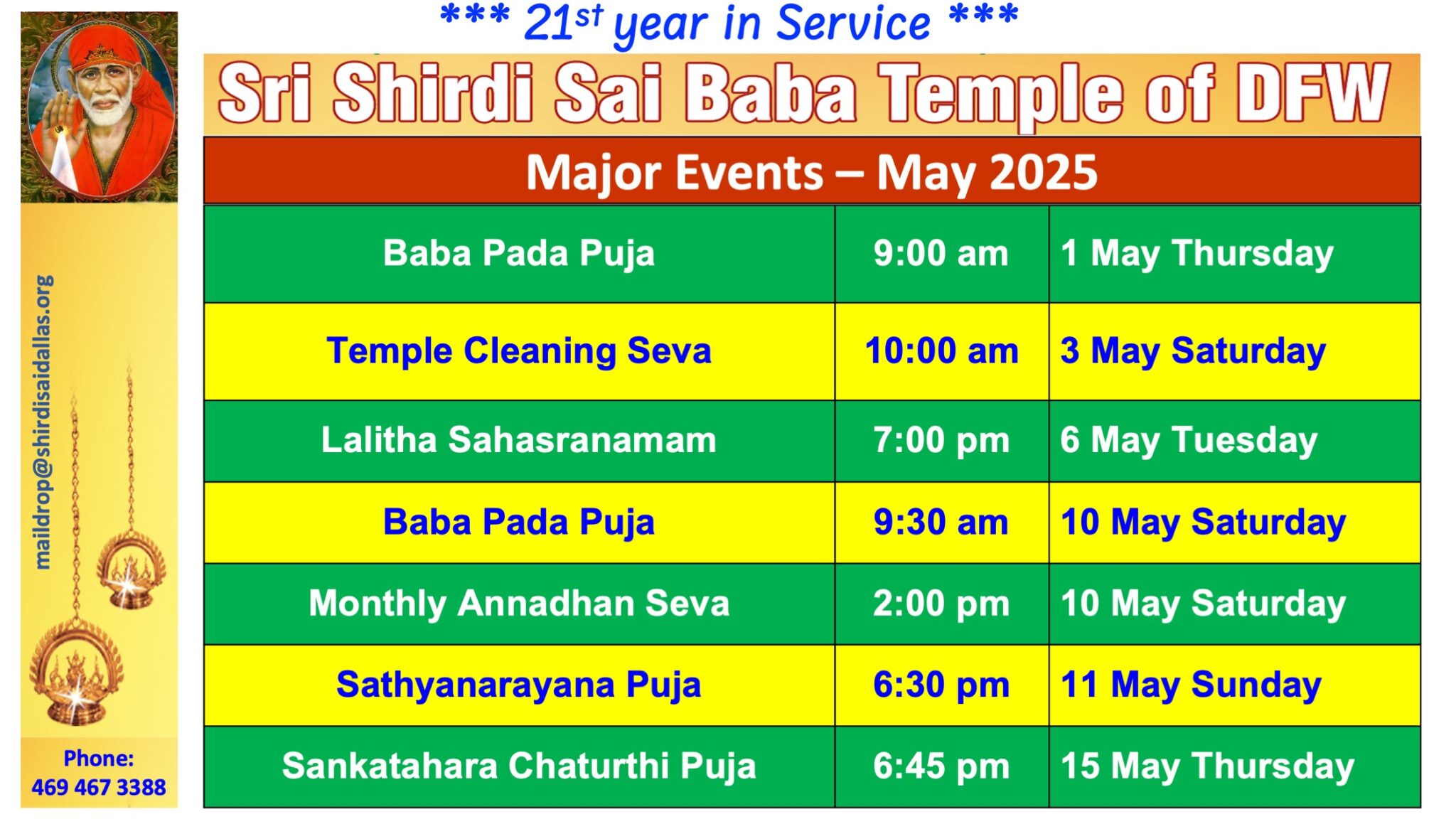 Sri Shirdi Sai Baba Temple of DFW – Temple in Dallas
